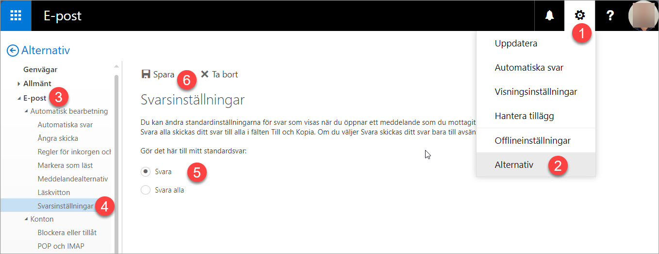 KTH Webmail - Ändra svarsinställning